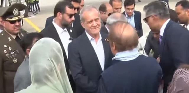 Iranian President Masoud Pezeshkian lands in Lahore Pakistan